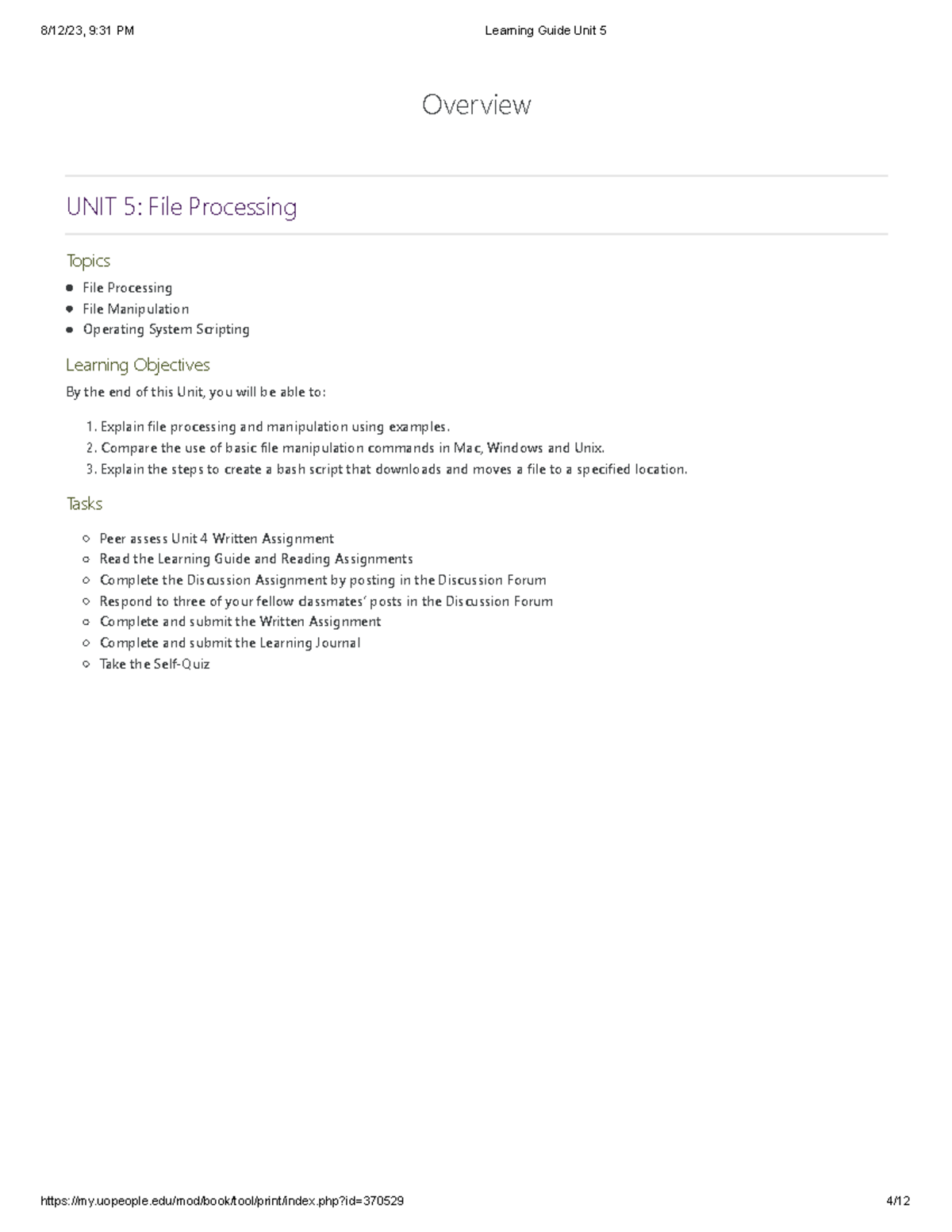 Learning Guide Unit 5 - Overview UNIT 5: File Processing Topics ...