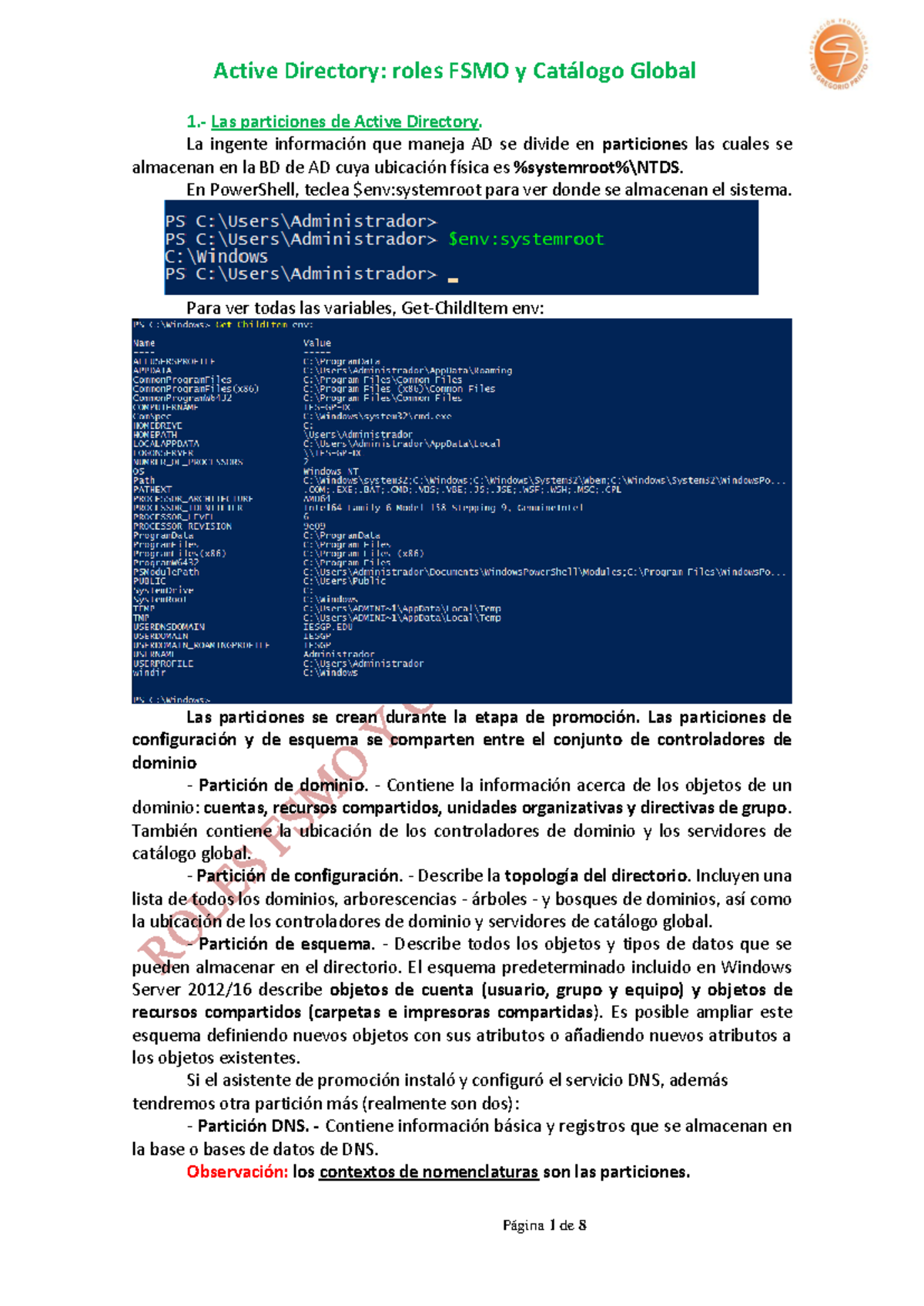 Roles FSMO en Active Directory - Análisis y Funciones claves - Studocu