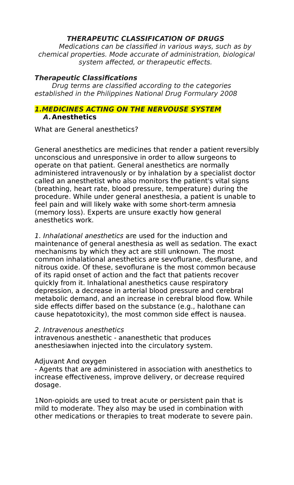 Therapeutic Classification OF Drugs - THERAPEUTIC CLASSIFICATION OF ...