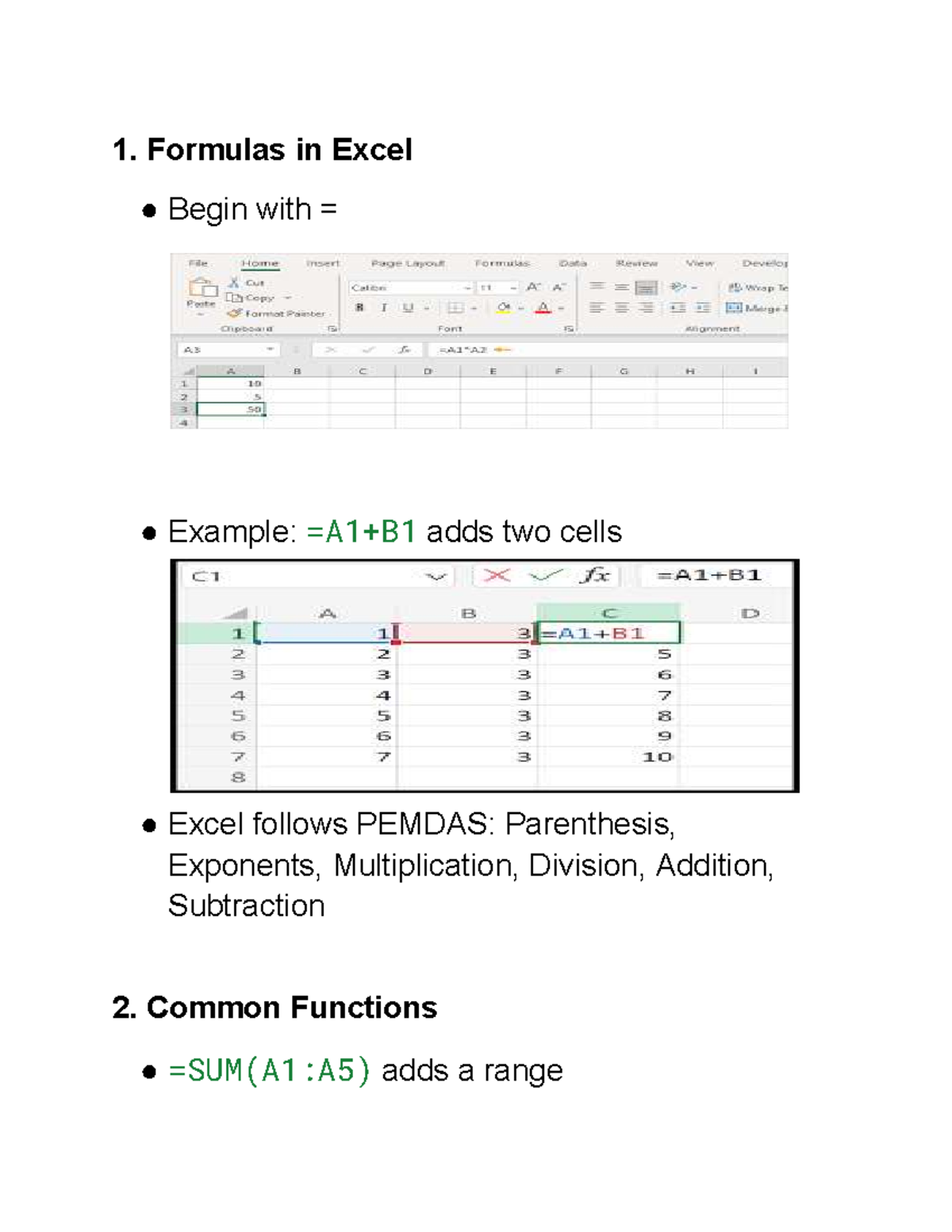 Formulas and functions in excel - Formulas in Excel Begin with ...