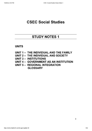 CSEC Social Studies May 2024 - Studocu