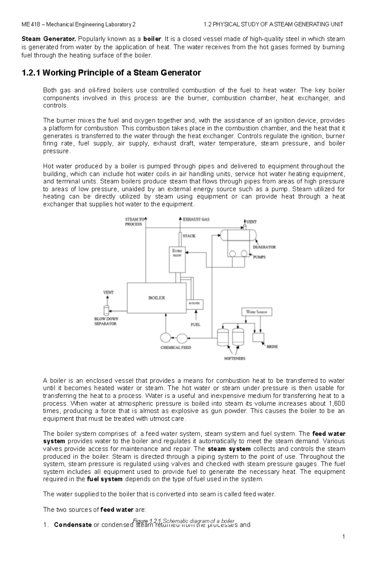 Physical Study of a Steam Generating Unit (ENG 301) - Overview ...