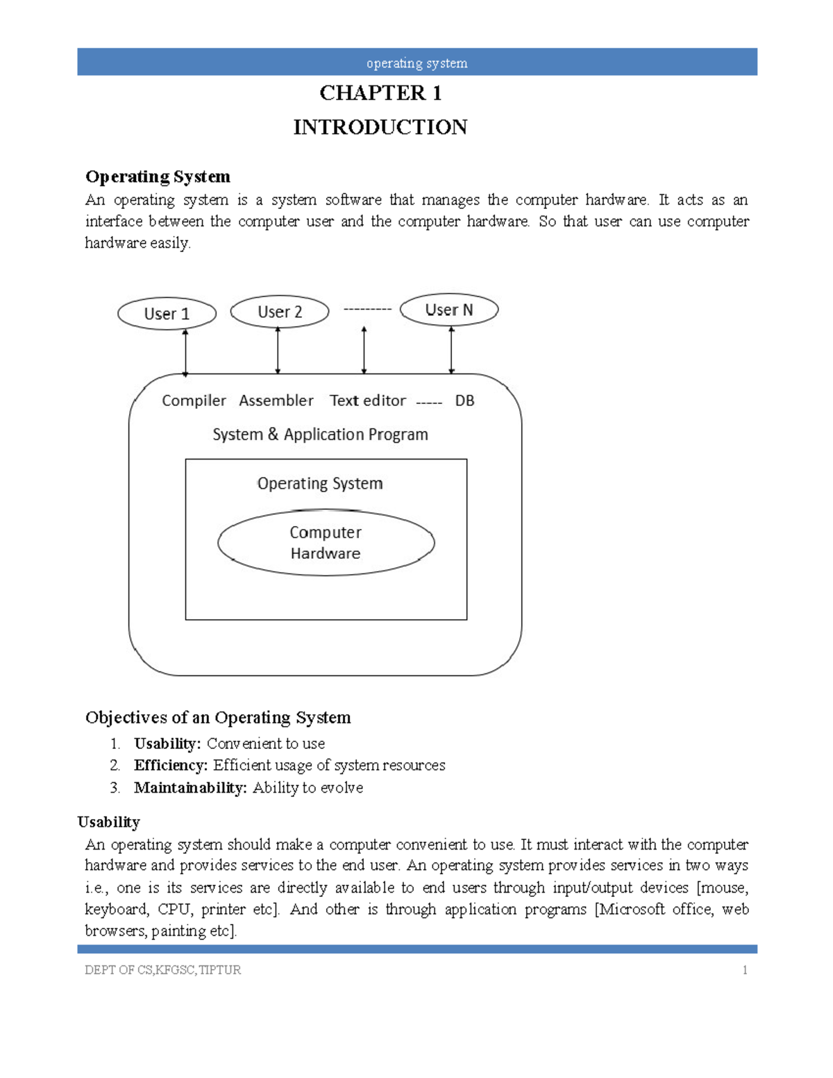 OS CH1 - Introduction to Operating Systems: Key Concepts and Functions ...