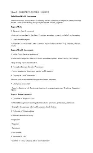 Health Assessment Lesson 1 - TYPES OF INTERVENTION Dependent Nursing ...