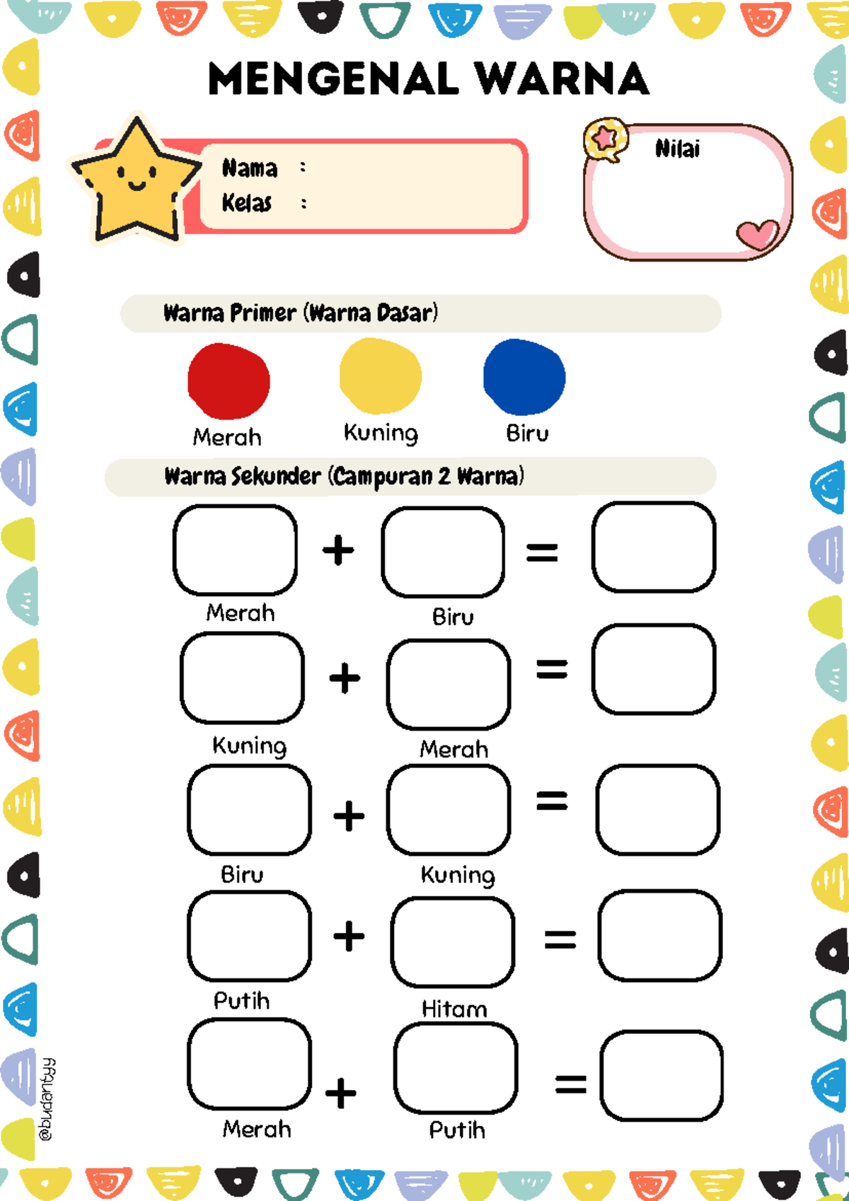 Copy of LKPD kelas 2 Seni Rupa Mengenal Warna - LKPD unsur unsur ...