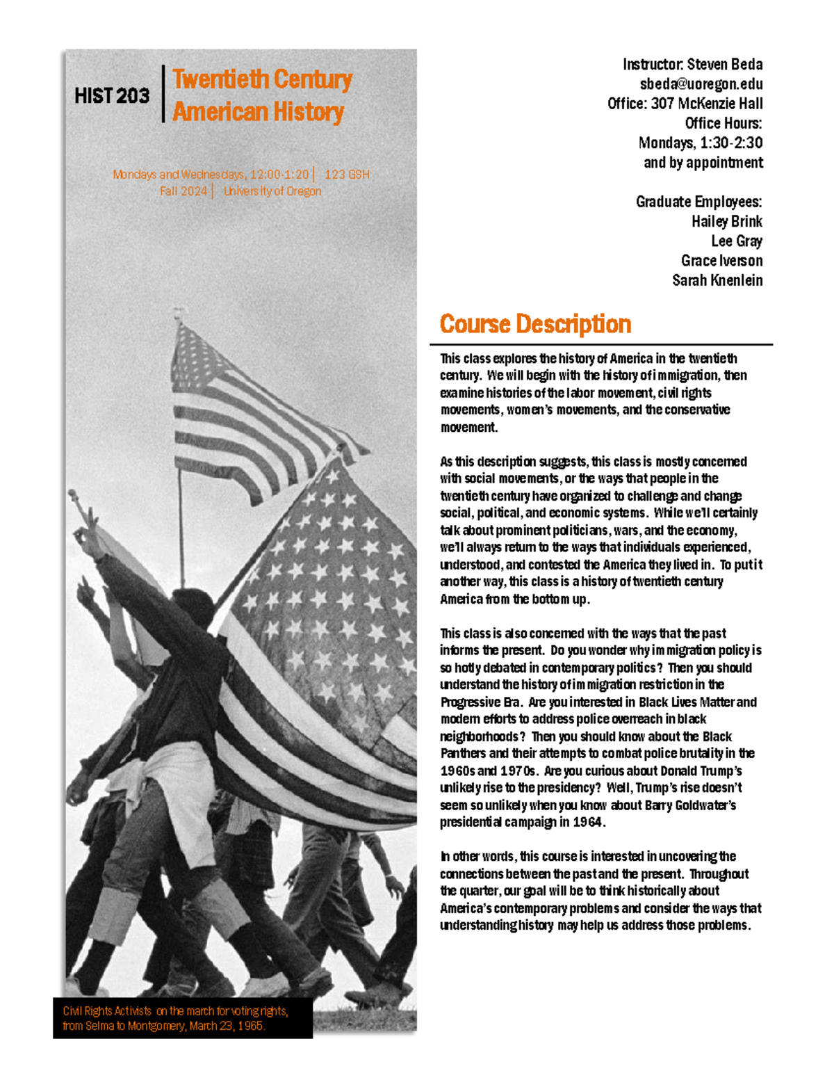 HIST 203 Fall 2024 Syllabus: Twentieth Century American History - Studocu