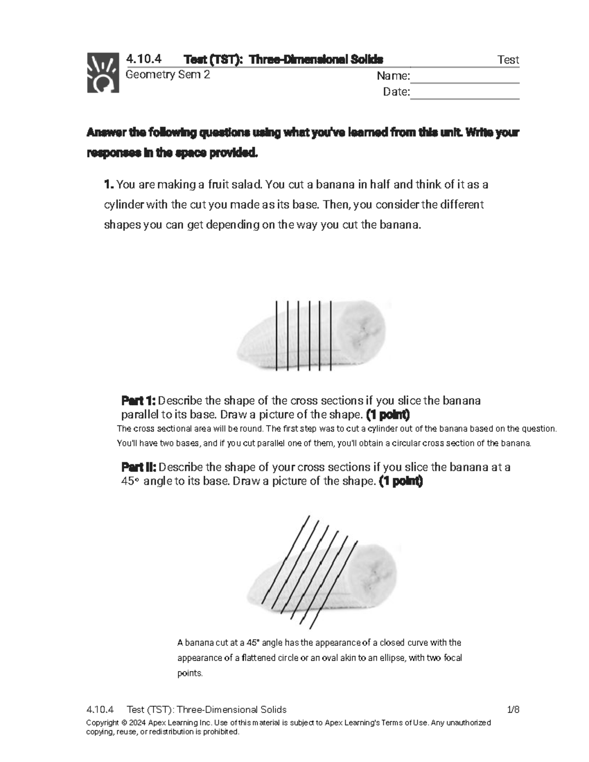 Geometry TST - Three-Dimensional Solids Review and Test (Sem 2) - Studocu