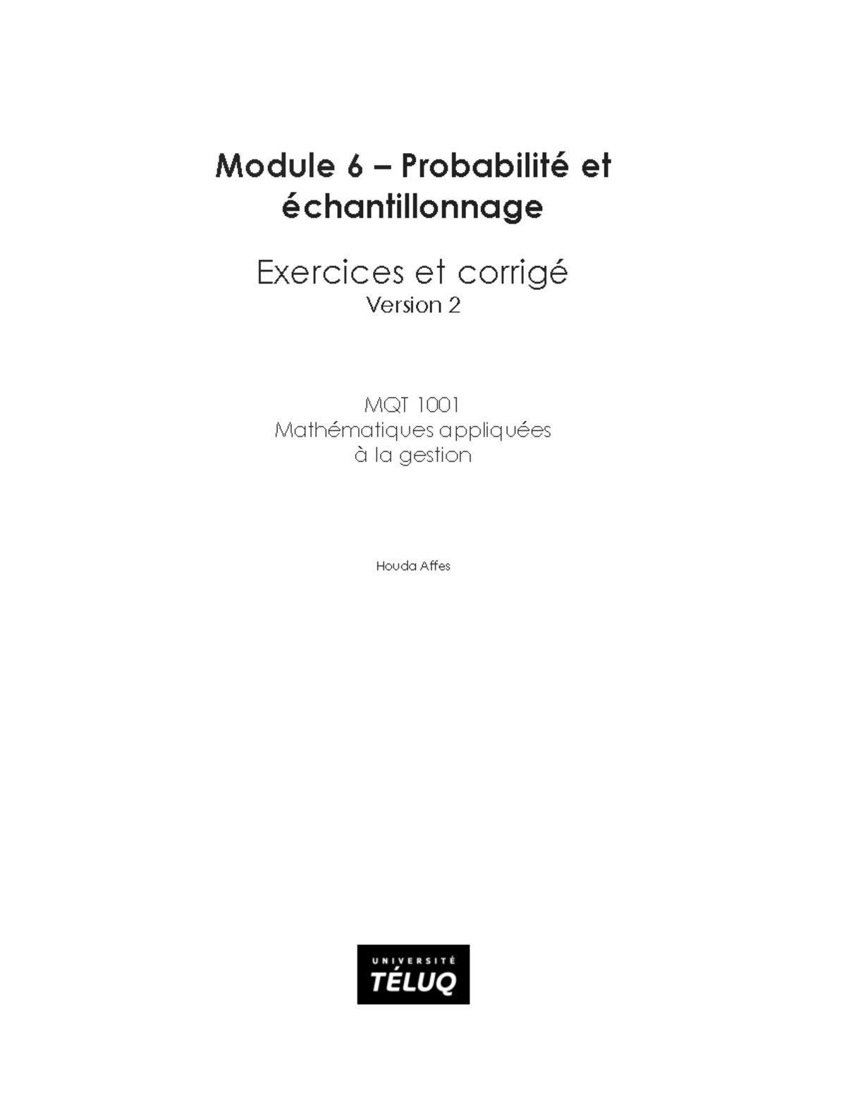 Module 6 exercise - notes - Module 6 – Probabilité et échantillonnage ...