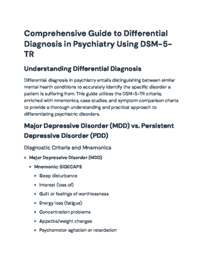 DSM-5-TR Mnemonics Cheat Sheet for Mental Health Disorders - DSM-5-TR ...