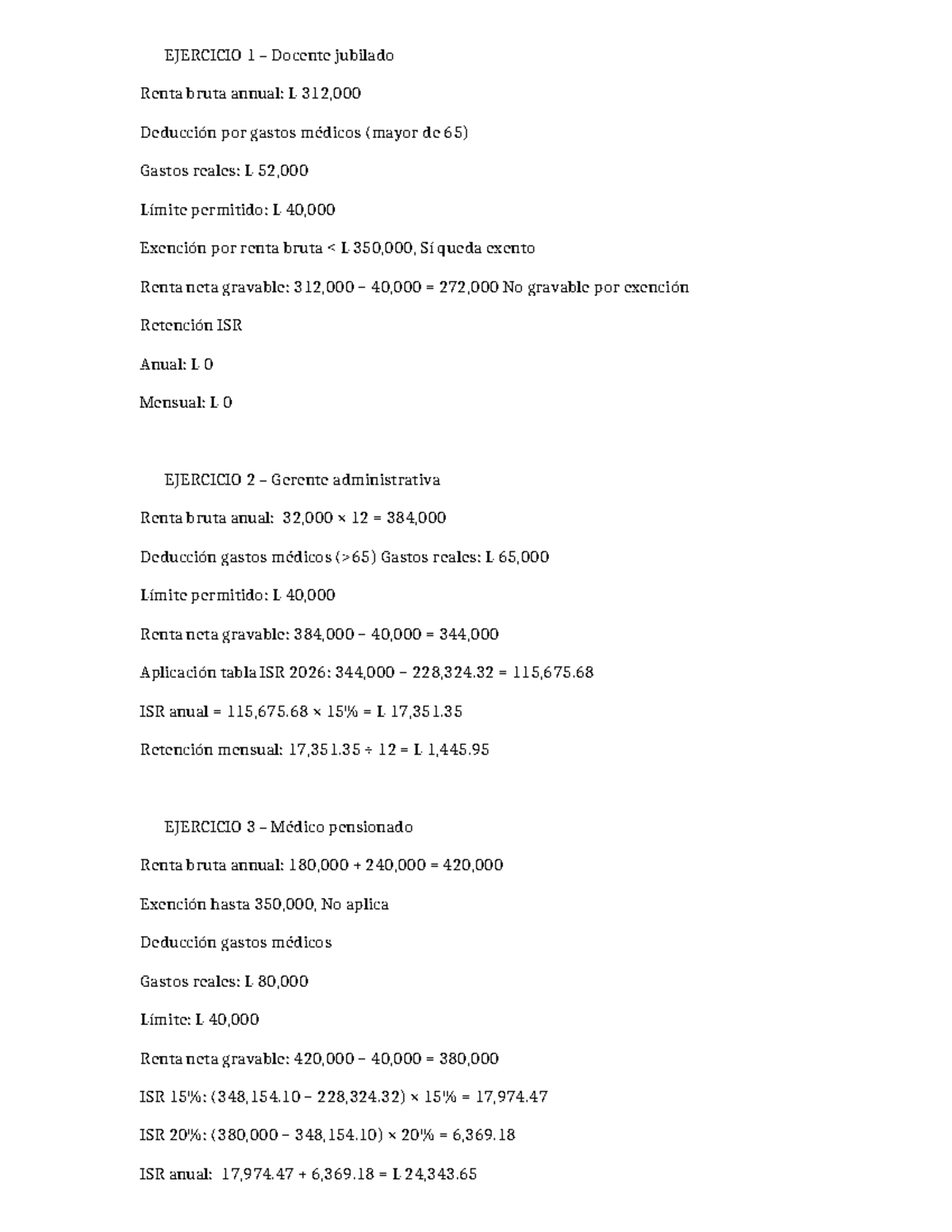 EJERCICIO DE CÁLCULO ISR: Análisis de Renta y Deducciones - Studocu