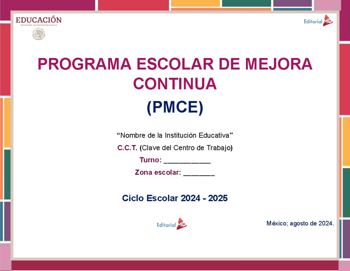 PEMC - Programa Escolar de Mejora Continua 2024 - 2025 - Studocu