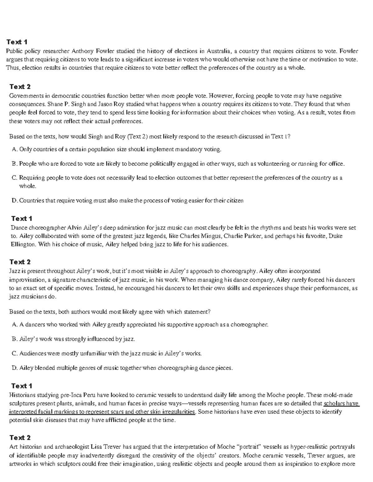 Cross-Text Connections: Analyzing Perspectives on Art and Society - Studocu