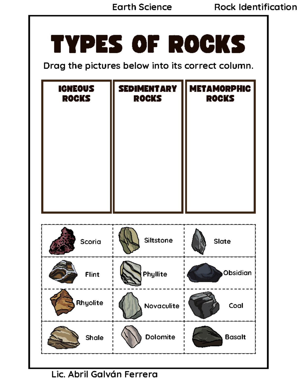 Earth Science 101: Rock Types and the Rock Cycle Activity - Studocu