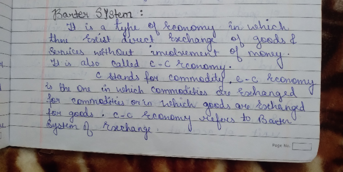 Money and banking 1 - Page No. ( .______, Barter system: ####### Barter ...