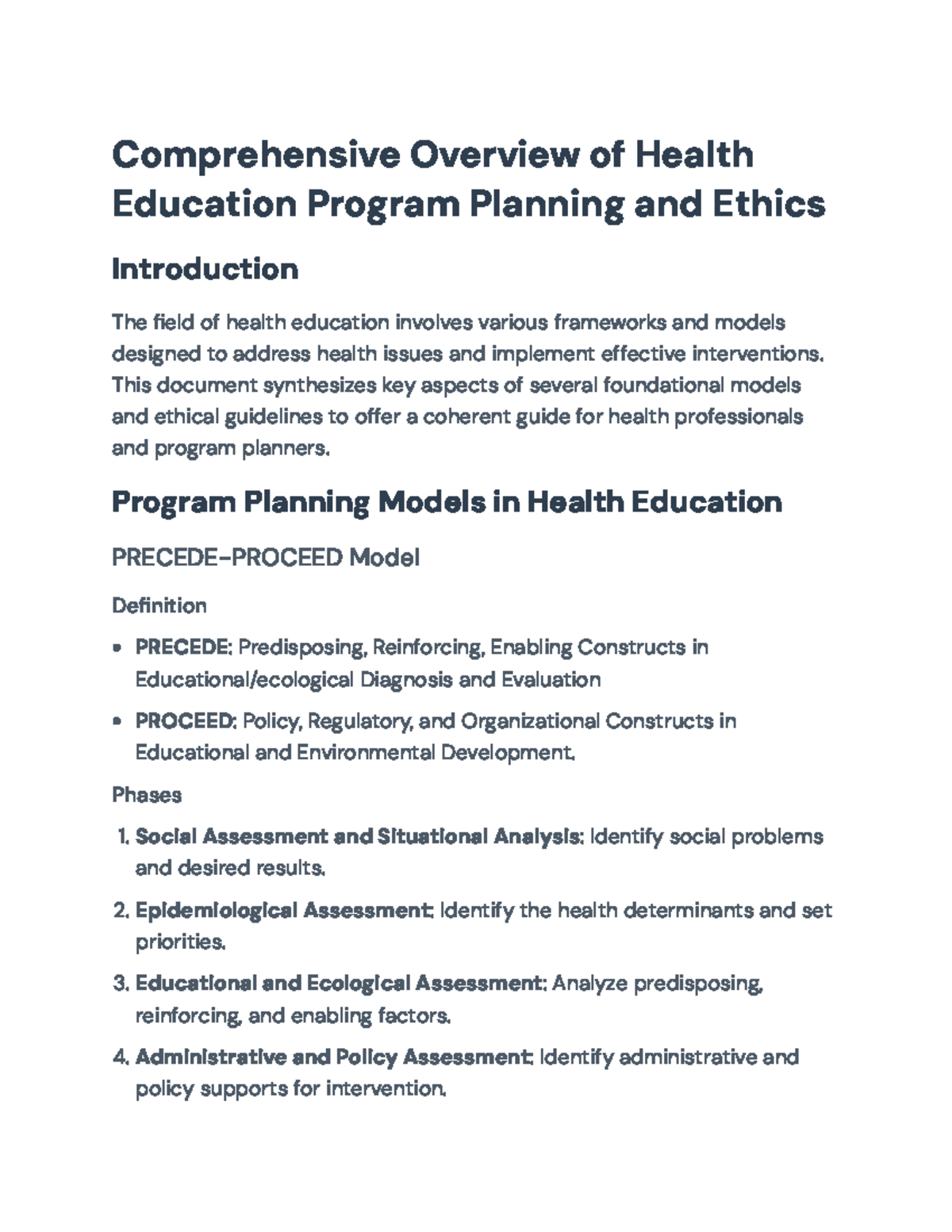 Healthcare Education Program Planning & Ethical Frameworks Overview ...