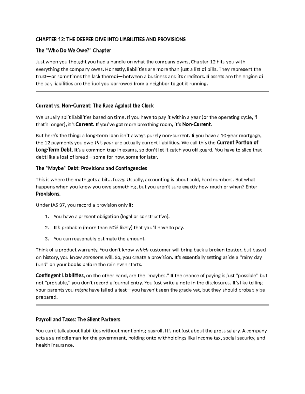 CHAPTER 12: LIABILITIES AND PROVISIONS IN ACCOUNTING REVIEW - Studocu
