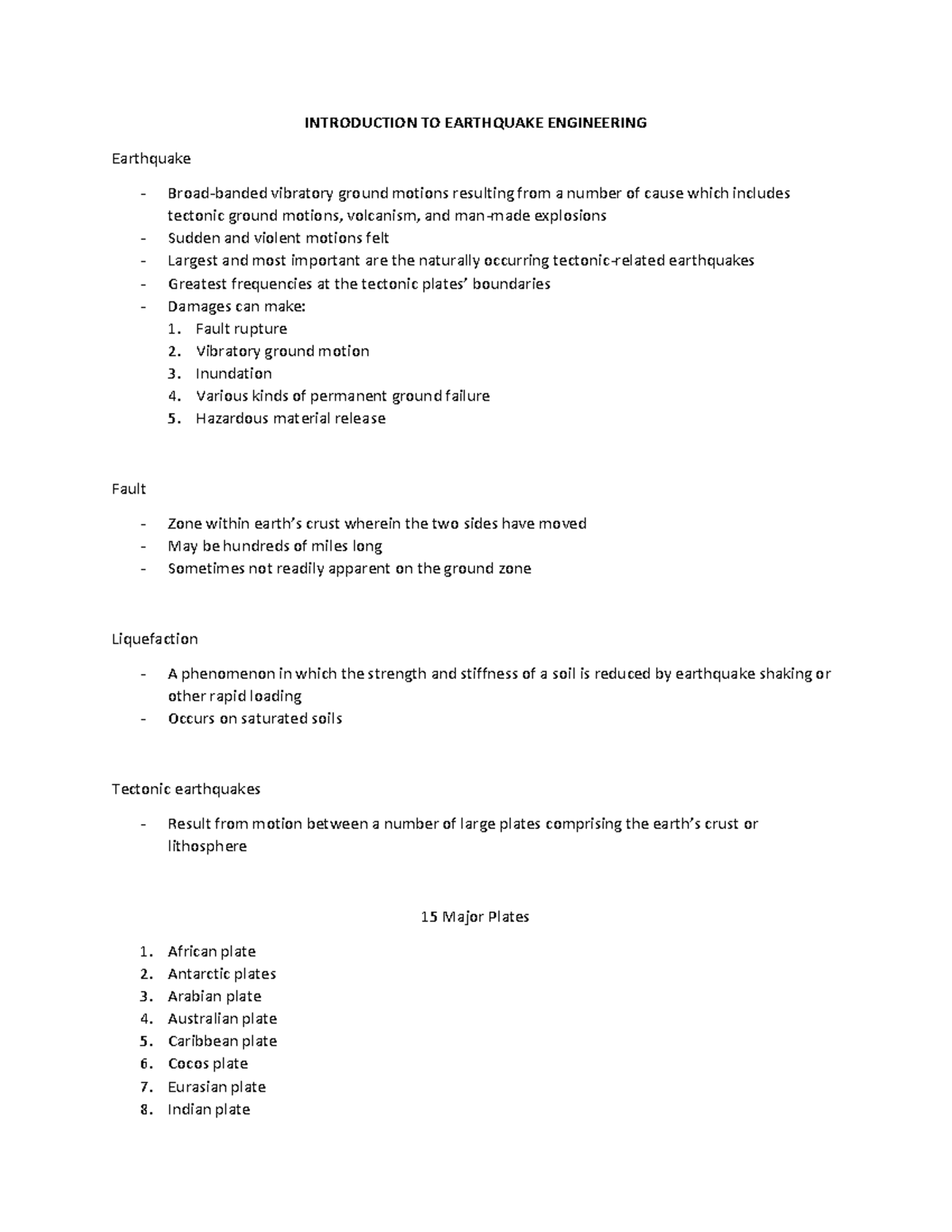Introduction to Earthquake Engineering (ENGR 301) - Key Concepts ...
