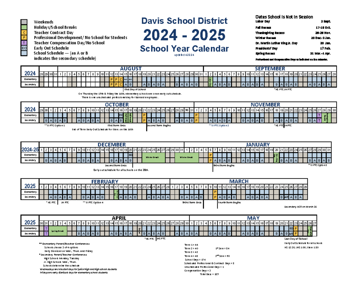 C P T EO 2024-2025 School Year Calendar with Recess Dates and Events ...