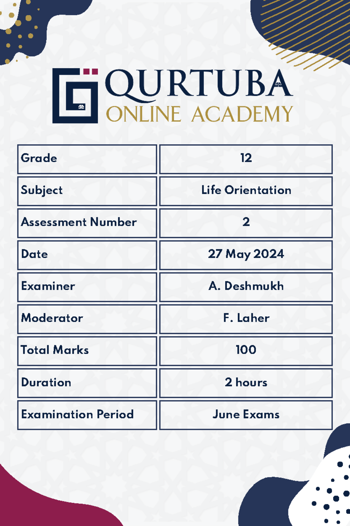 Grade 12 LO June Exam 2024 - Question Paper Term 2 Assessment - Studocu