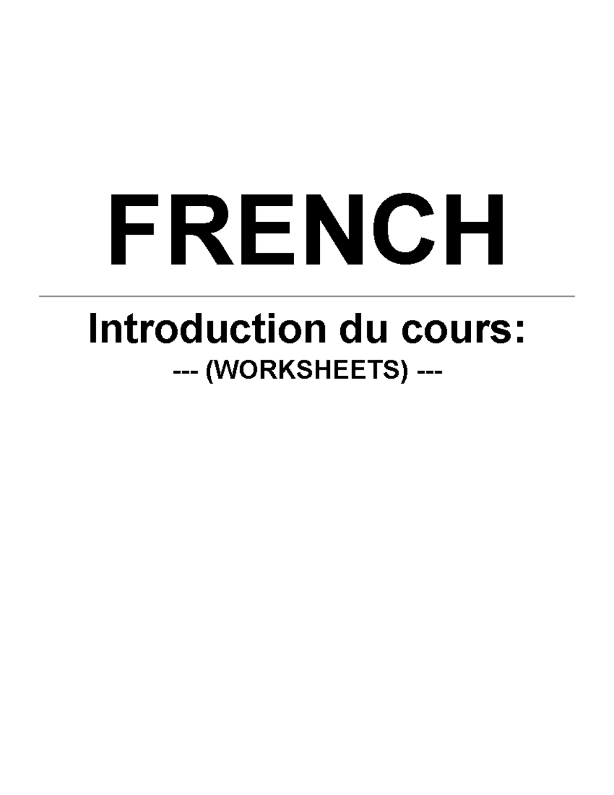 FSF2D1 - French Regular Verb Conjugation Worksheets - Studocu