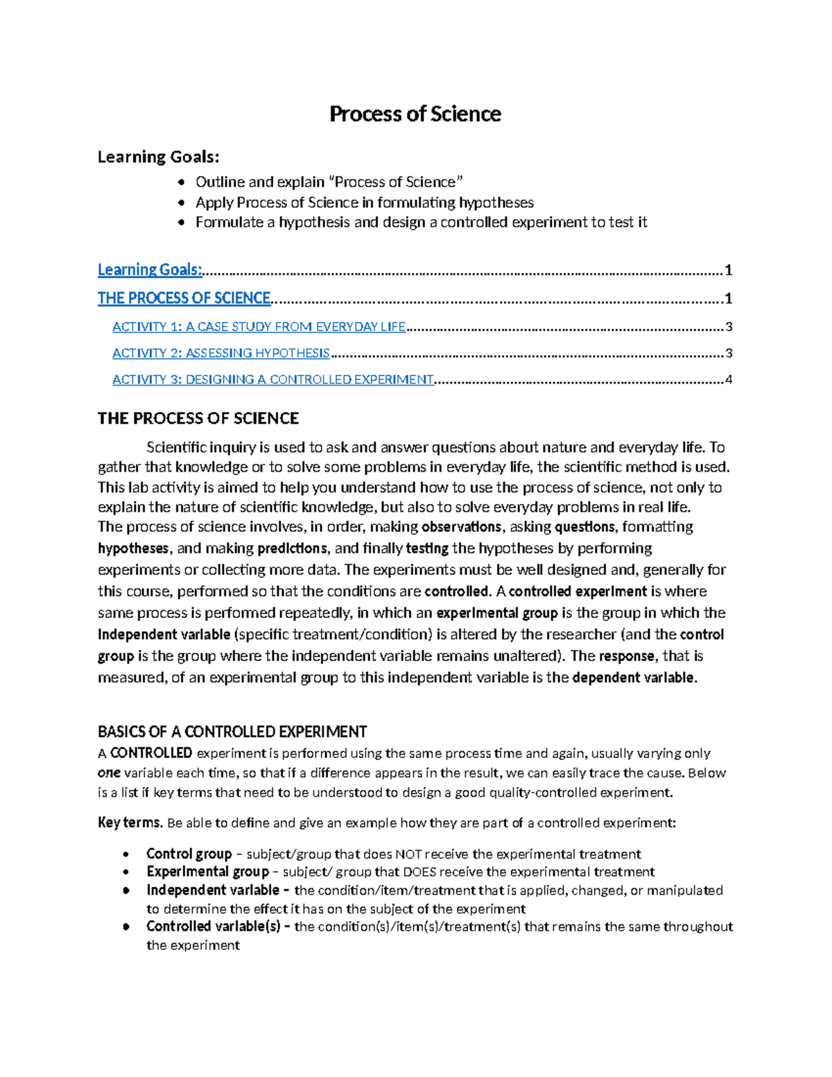 Scientific Process Procedure Packet: Formulating Hypotheses ...
