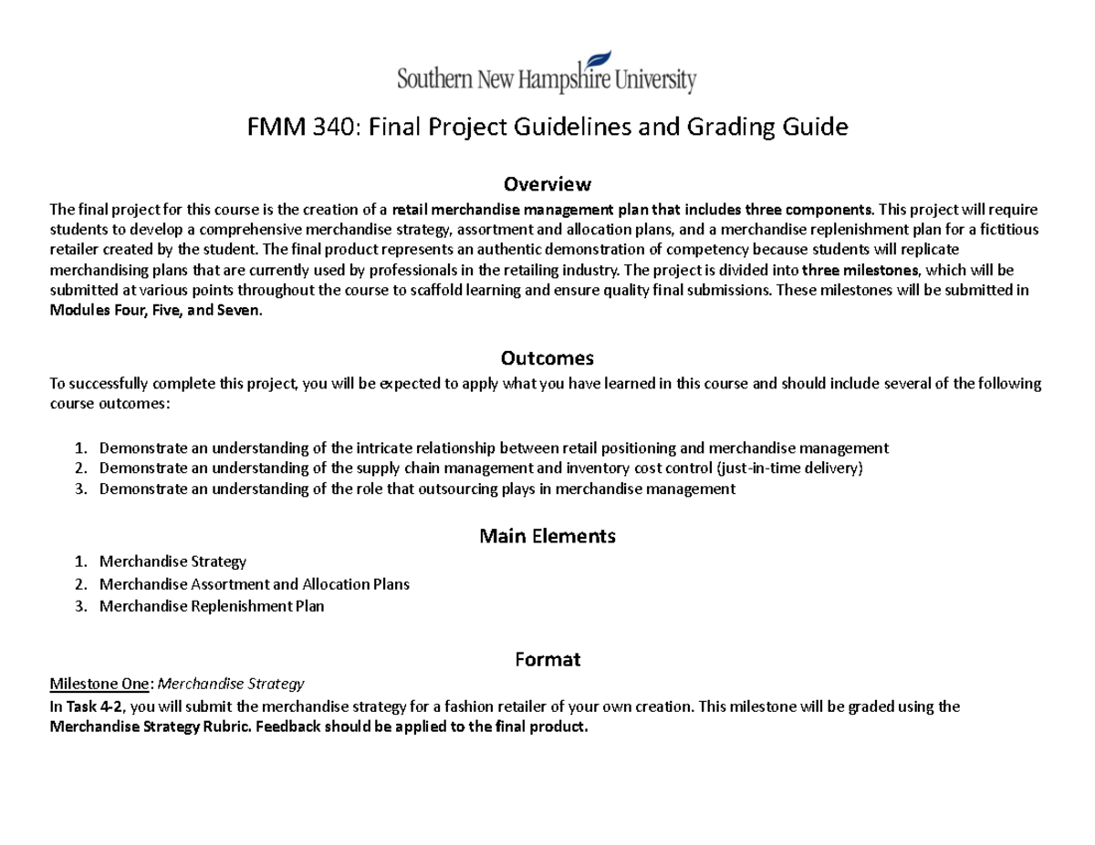 FMM 340 Final Project Document - FMM 340: Final Project Guidelines and ...