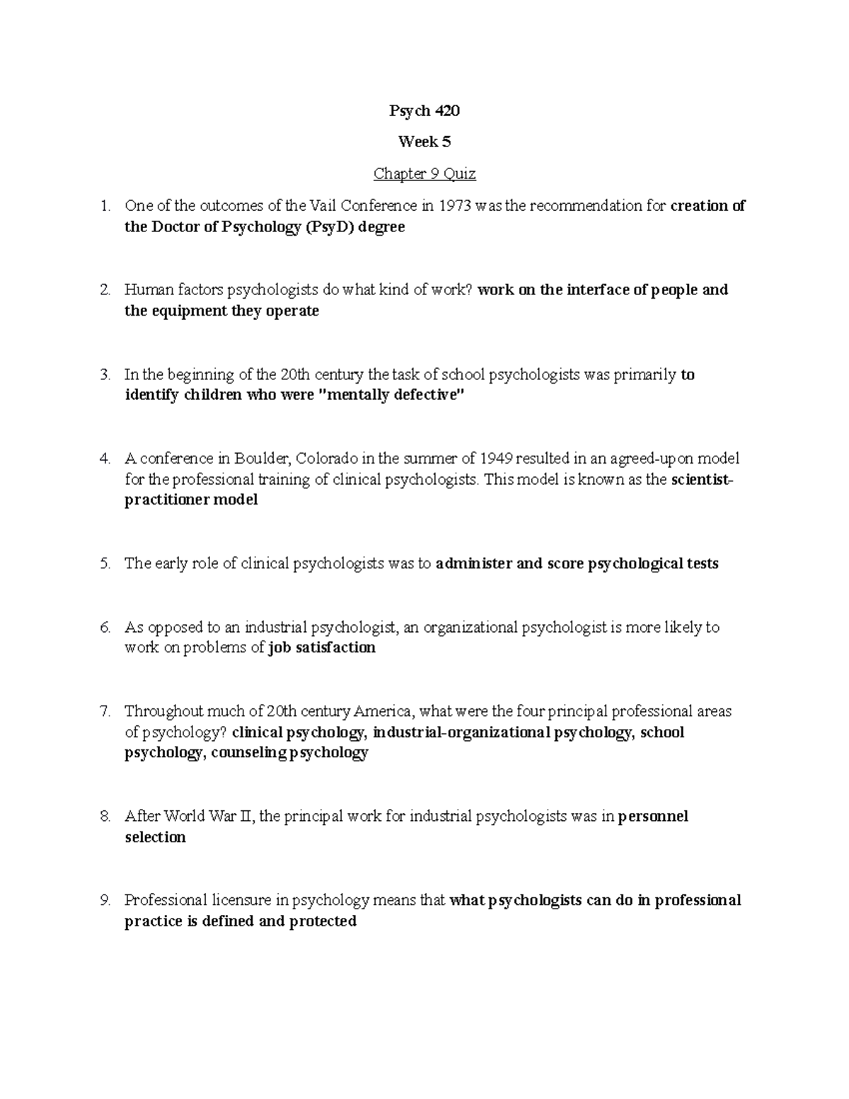 Psych 420 Chapter 9-11 Quiz Answers: Key Concepts Reviewed - Studocu
