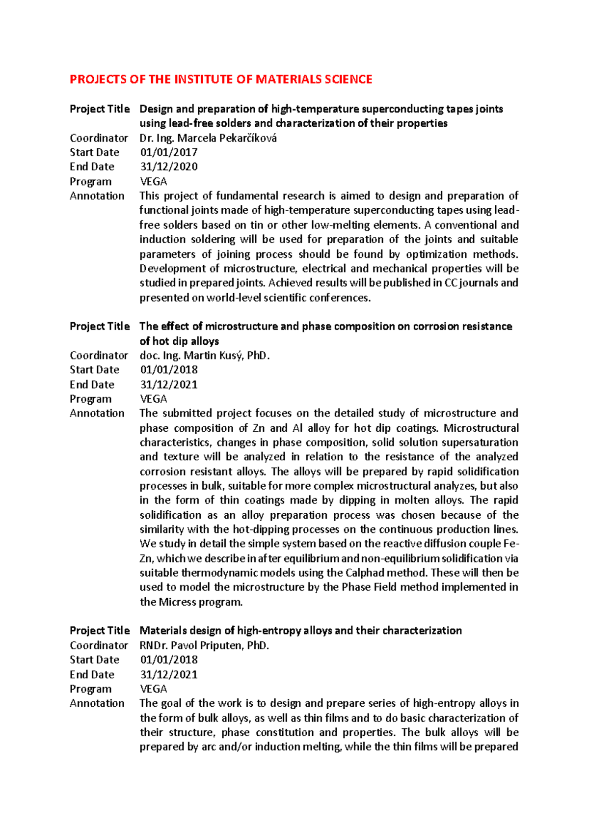 Projects-2020 - Information required in projects writing - PROJECTS OF ...