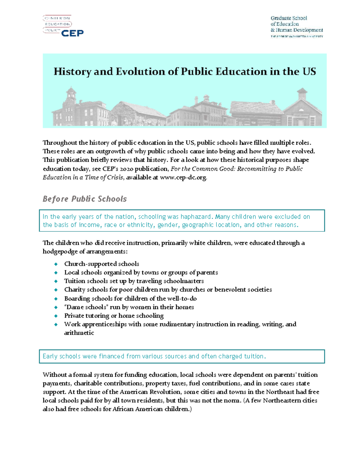 HIST 101: Evolution of Public Education in the U.S. - Studocu