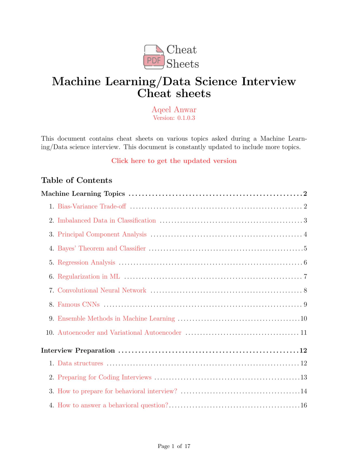 ML Interview Cheat Sheet: Essential Topics and Tips - Studocu