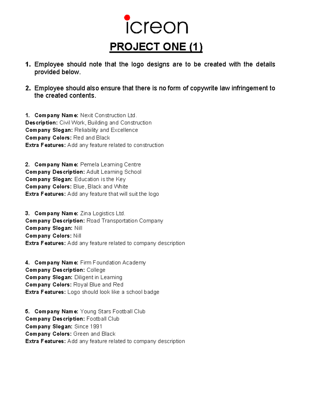 Project (1) - Logo Design Guidelines and Company Details - Studocu