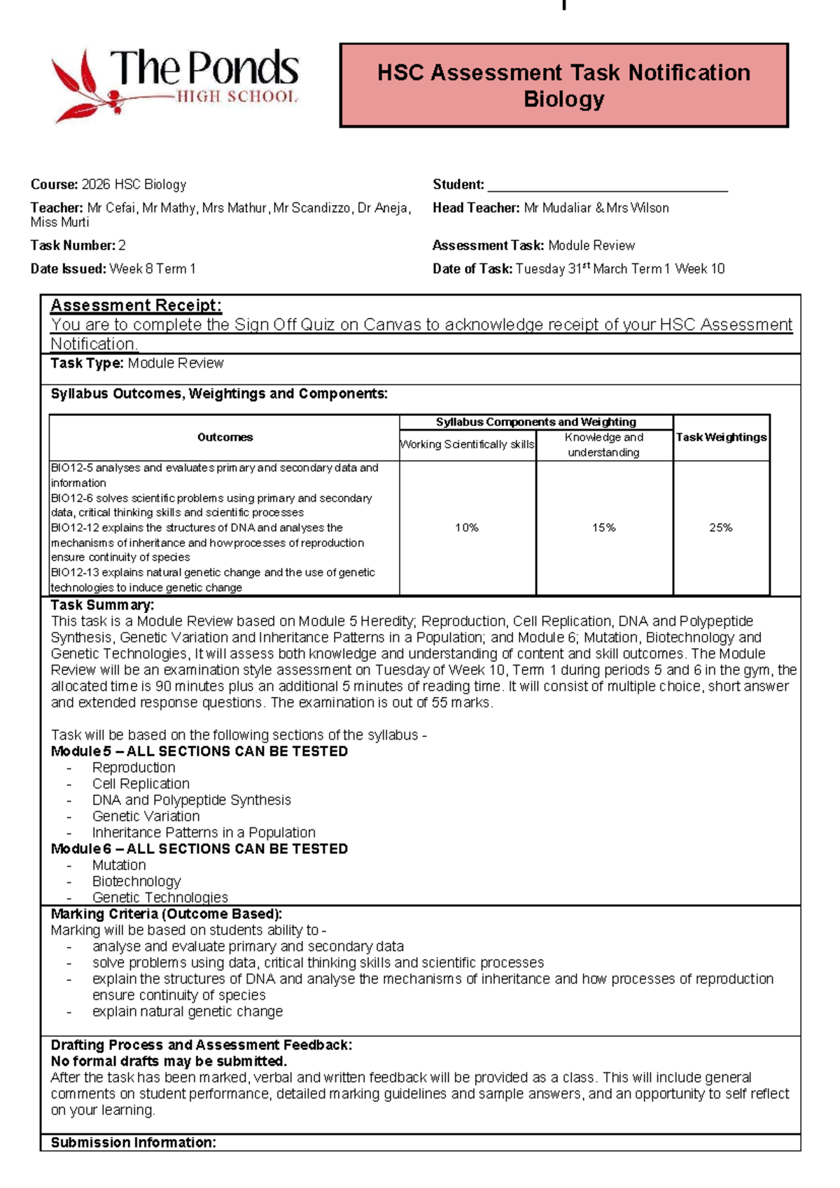 2026 HSC Biology Module Review Assessment Task - Studocu
