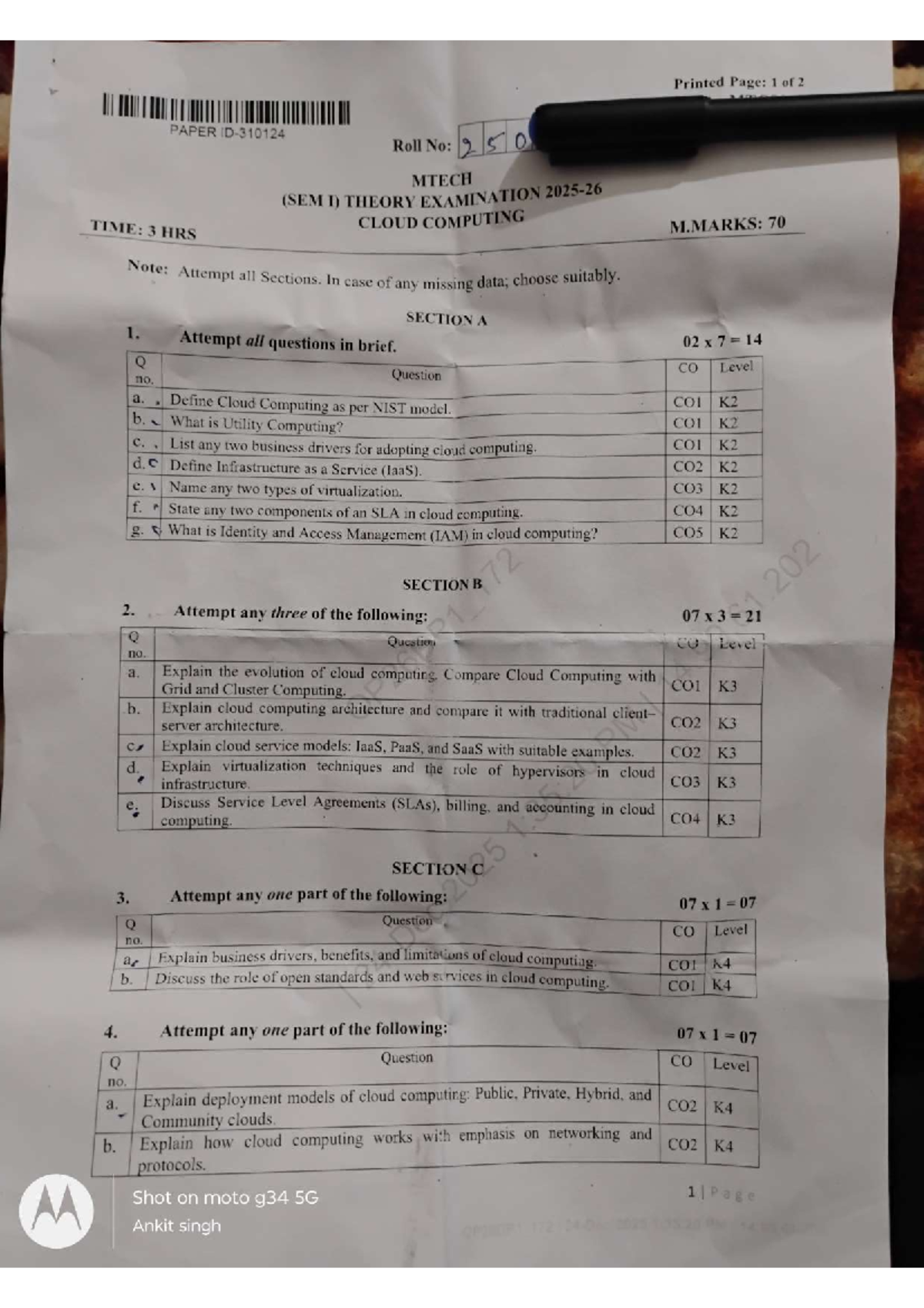 Cloud Computing Theory Exam Paper (MTECH SEM I) - Studocu