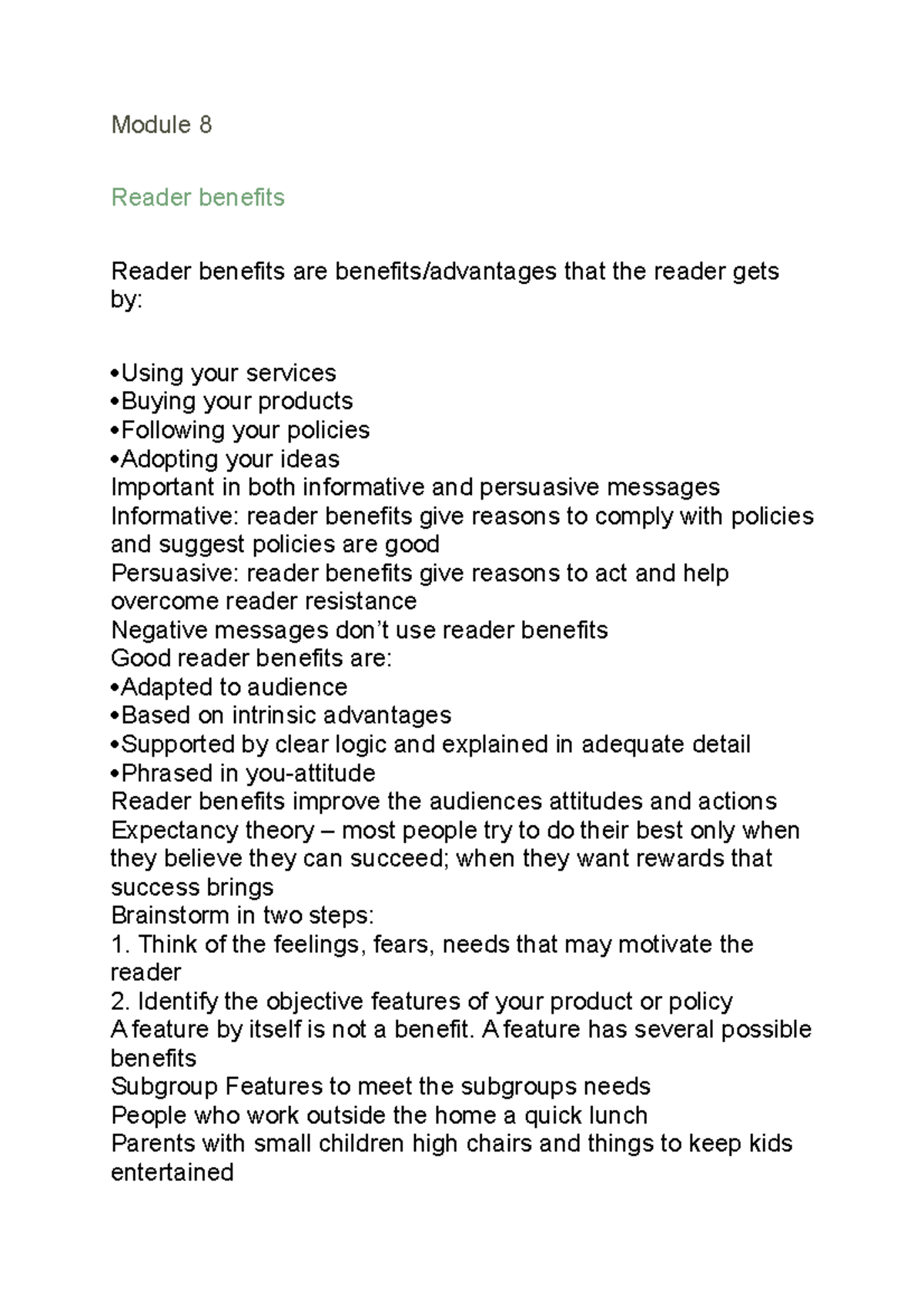 Module 8 - Lecture notes 8 for Professor Elek's class - Module 8 Reader ...