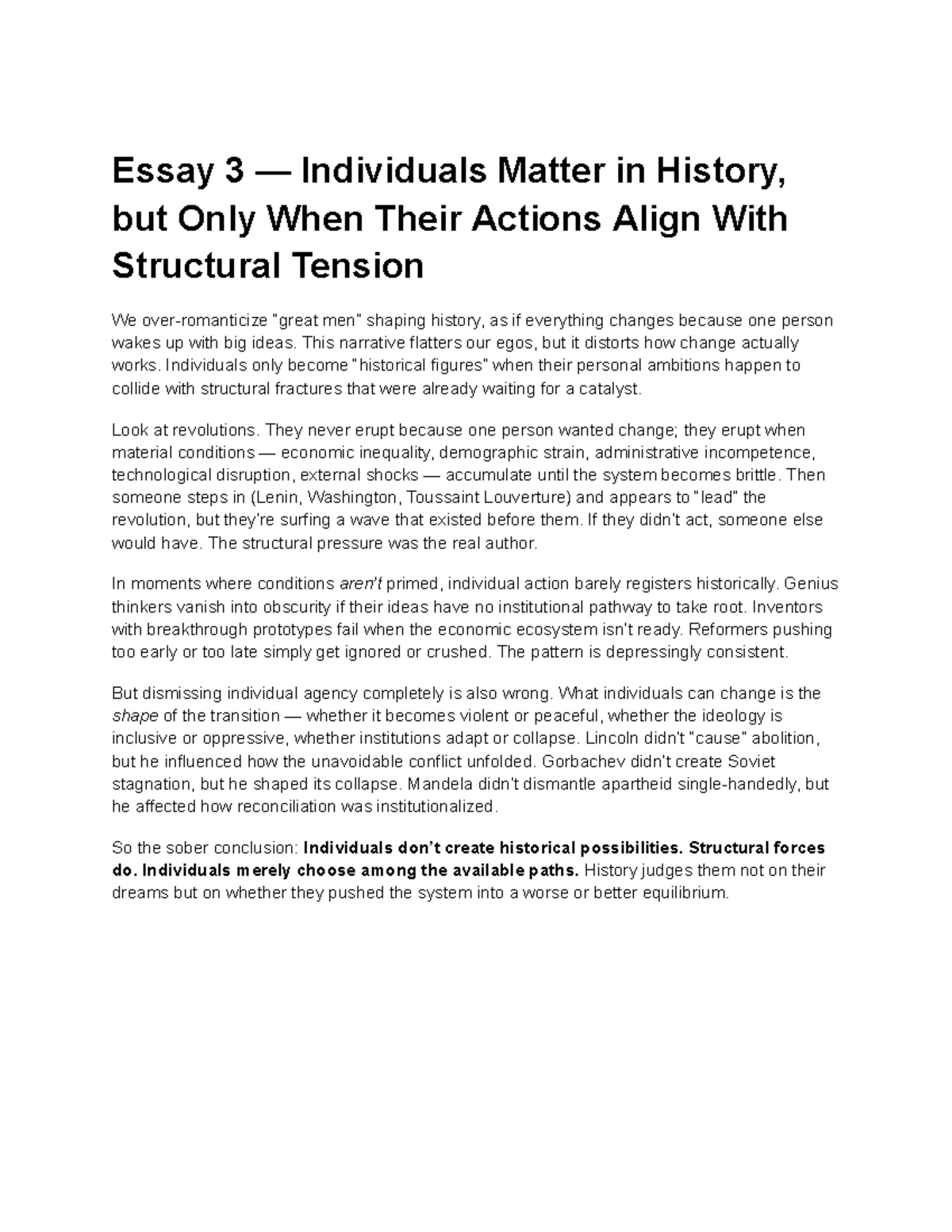 Ch Group Assignment 3 - Tutorial Essay on Individual Agency in History ...