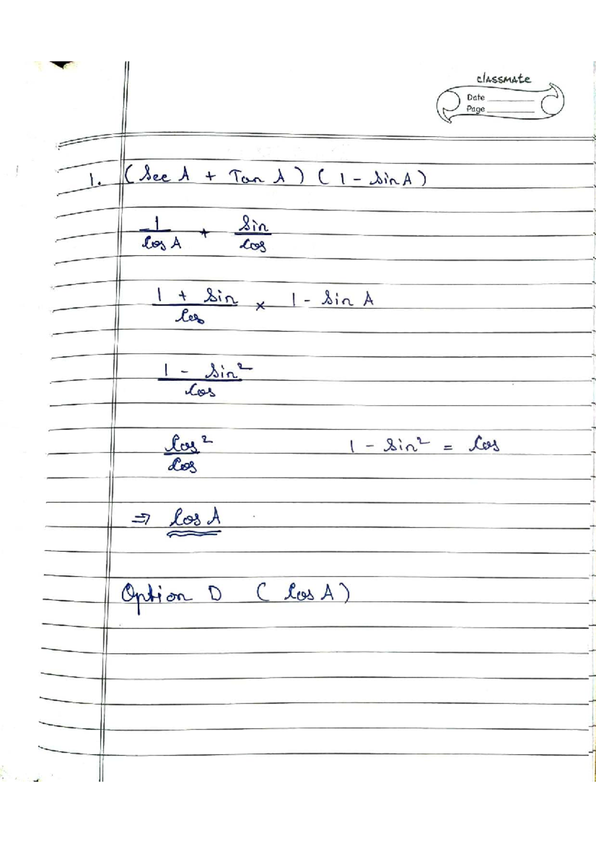 Trigonometry Notes - Classmate Study Guide - Studocu