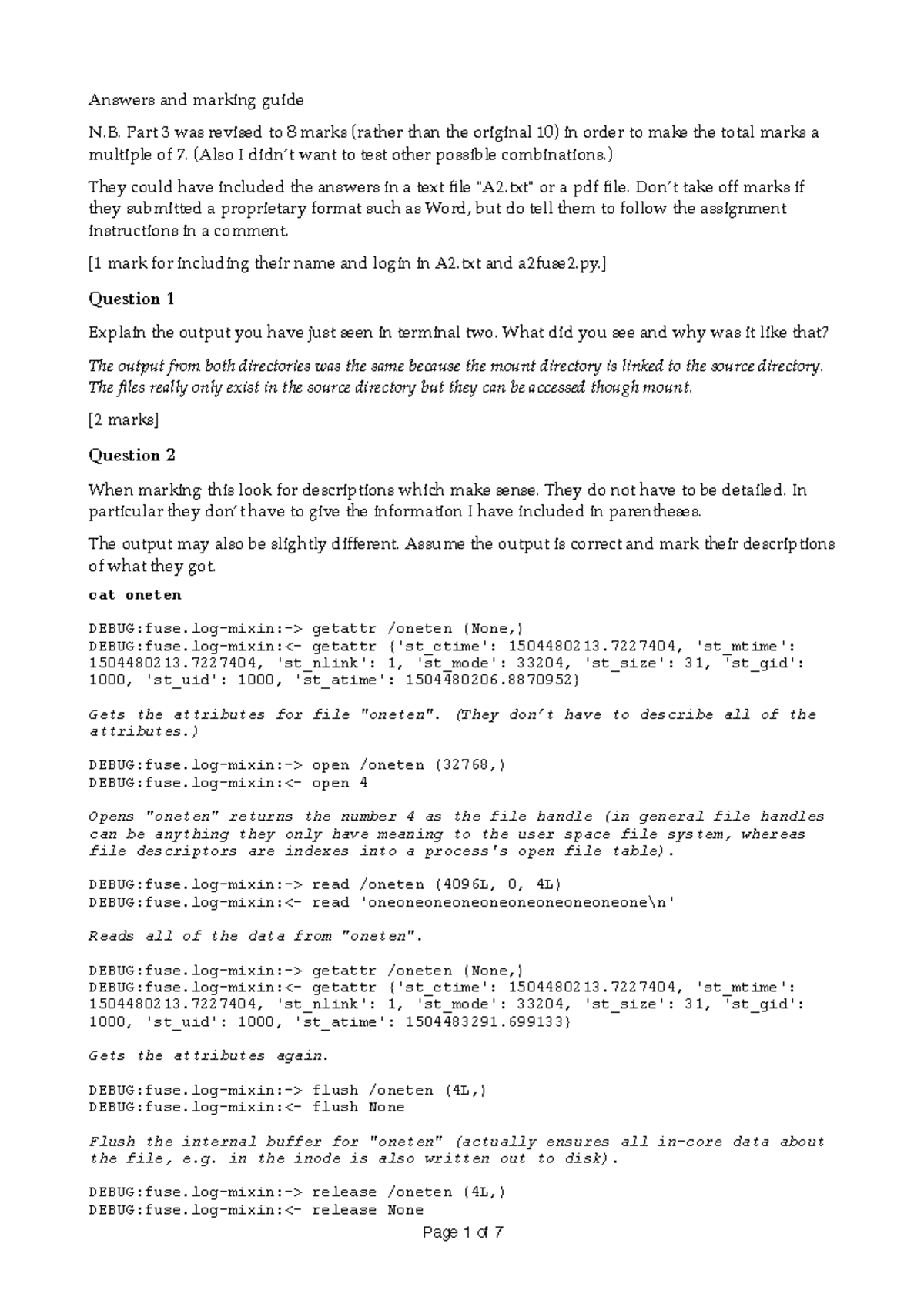Compsci 340 2017 Assignment 2 - Solutions - Answers and marking guide N ...