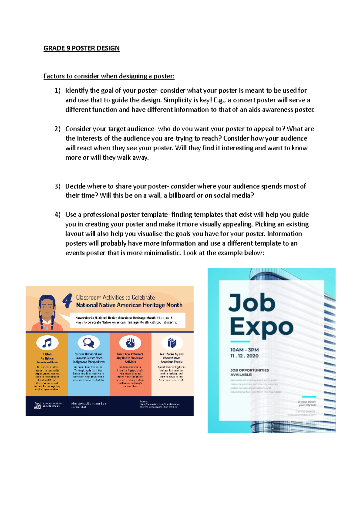 GRADE 9 POSTER DESIGN: Key Factors for Effective Creation - Studocu