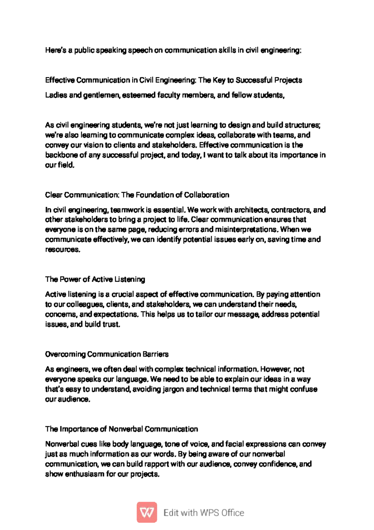 Effective Communication Skills in Civil Engineering: A Public Speaking ...