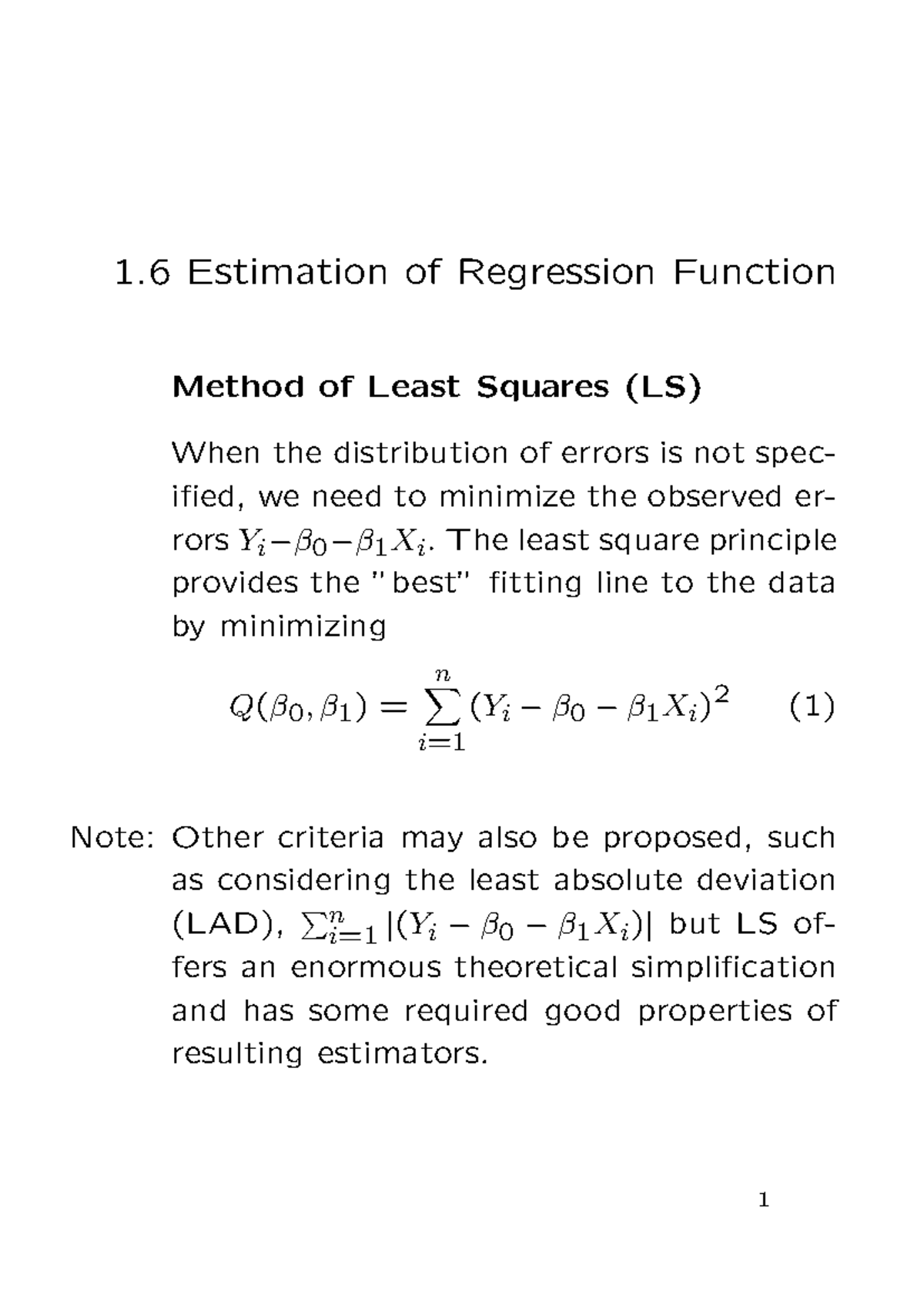 STAT360 Lecture 2: Estimation of Regression Function Using LS Method ...