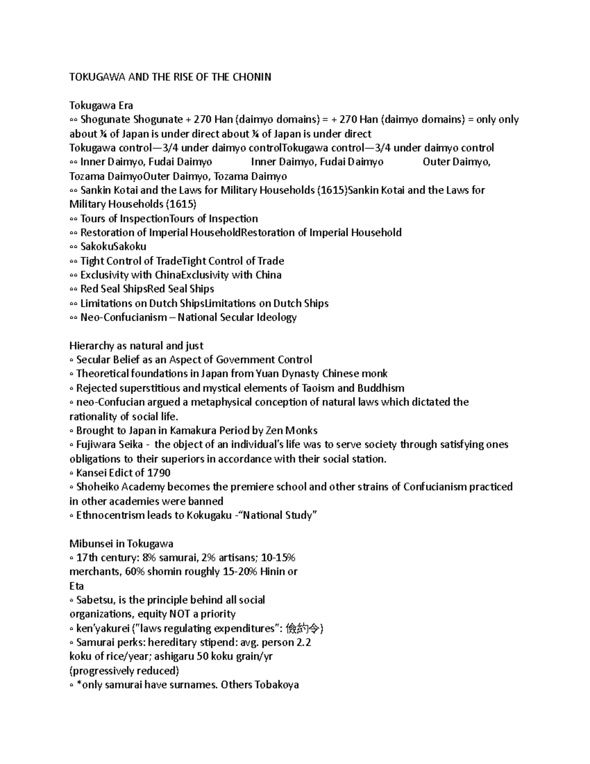 Tokugawa Shogunate and the Rise of the Chonin: Socioeconomic Structures ...