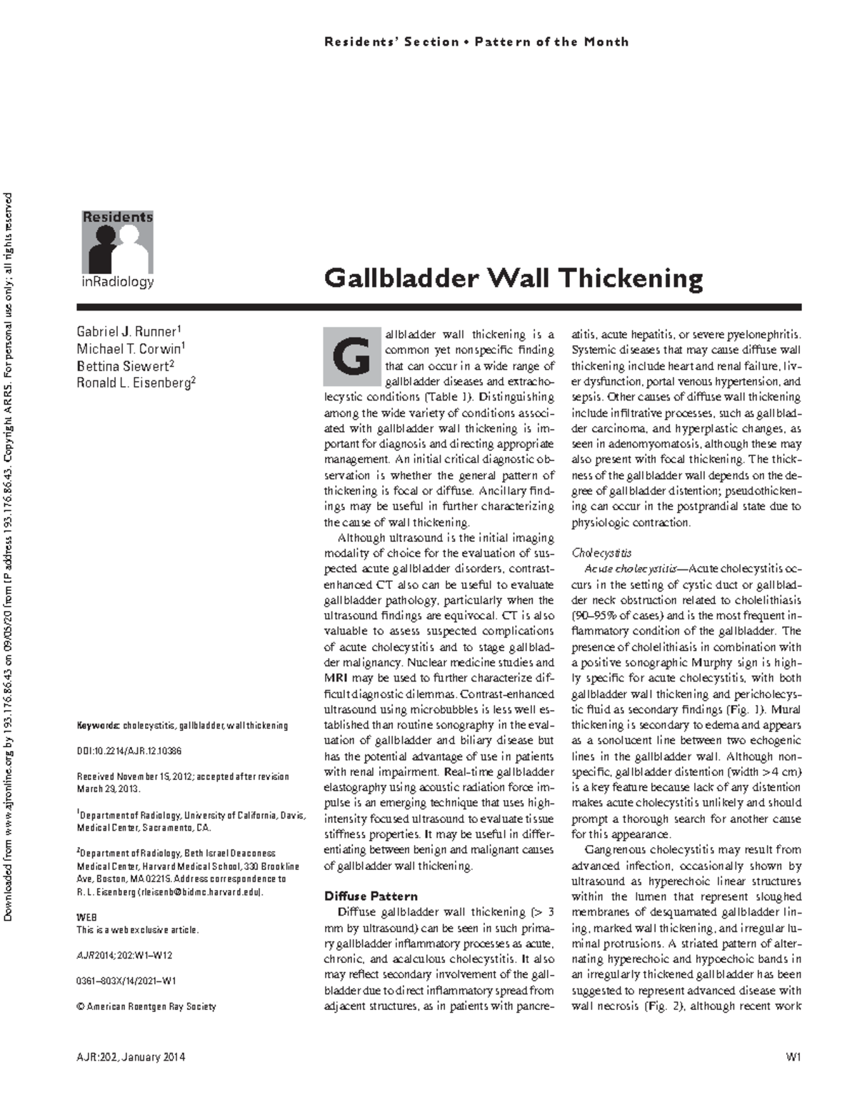 Gallbladder Wall Thickening - AJR:202, January 2014 W atitis, acute ...
