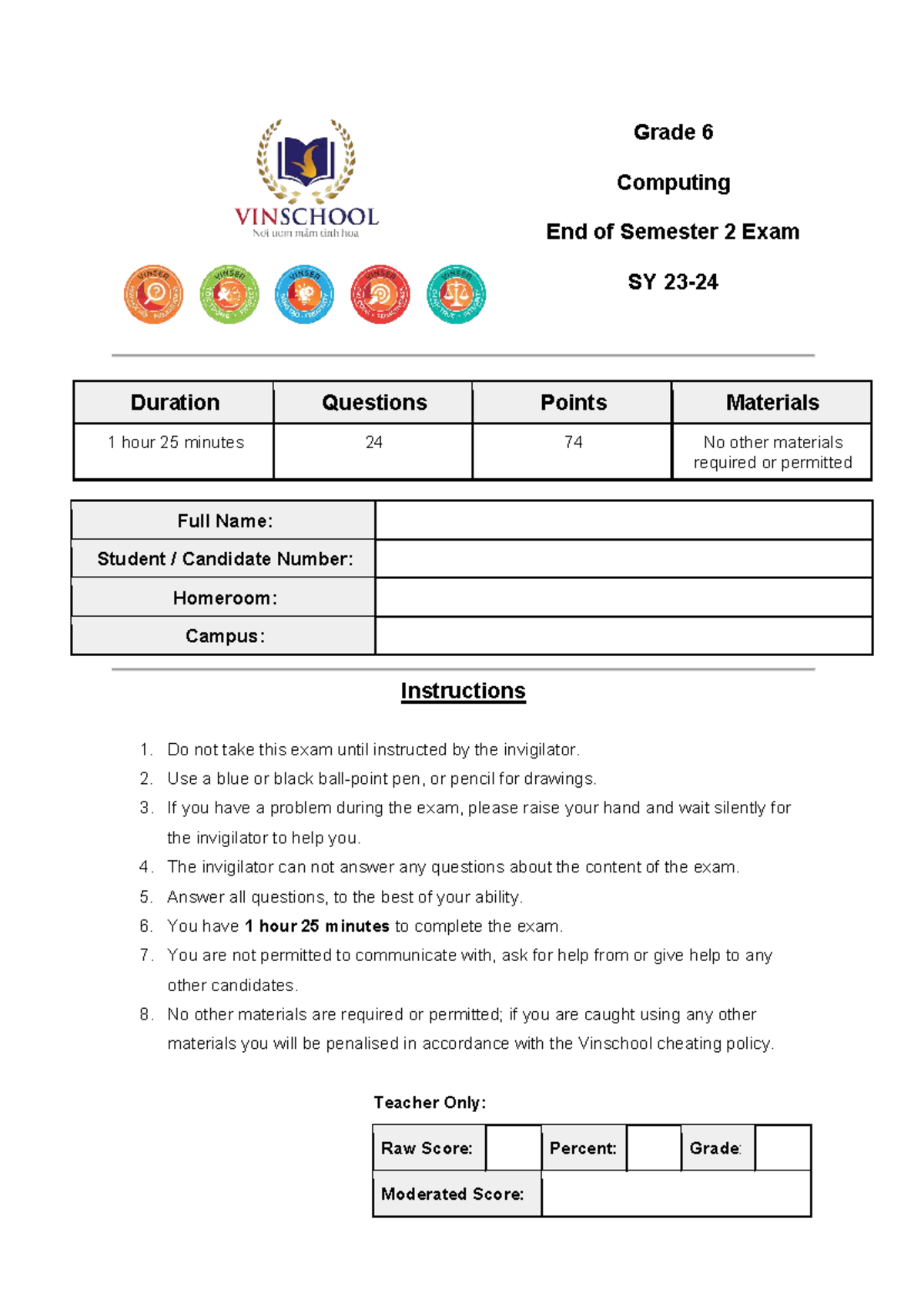 Grade 6 Computing EoS 2 Exam SY: Comprehensive Review and Questions ...