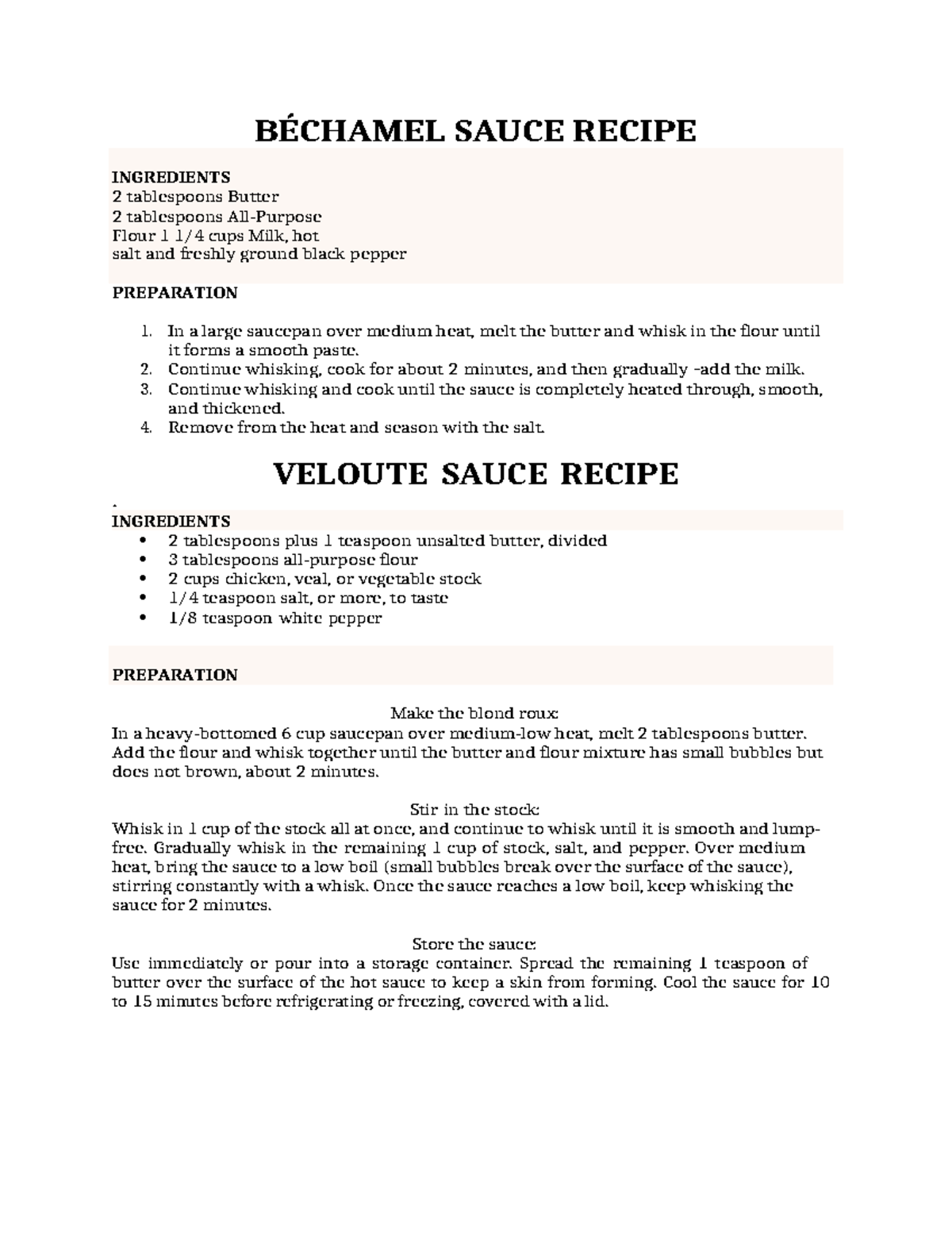 5 Classic Mother Sauces Recipes and Techniques PDF - Studocu