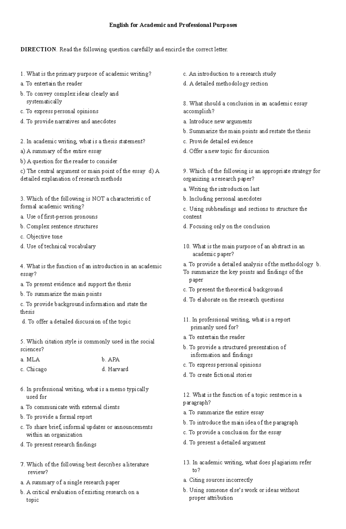 EAPP Writing Essentials: Academic & Professional Purposes Guide - Studocu