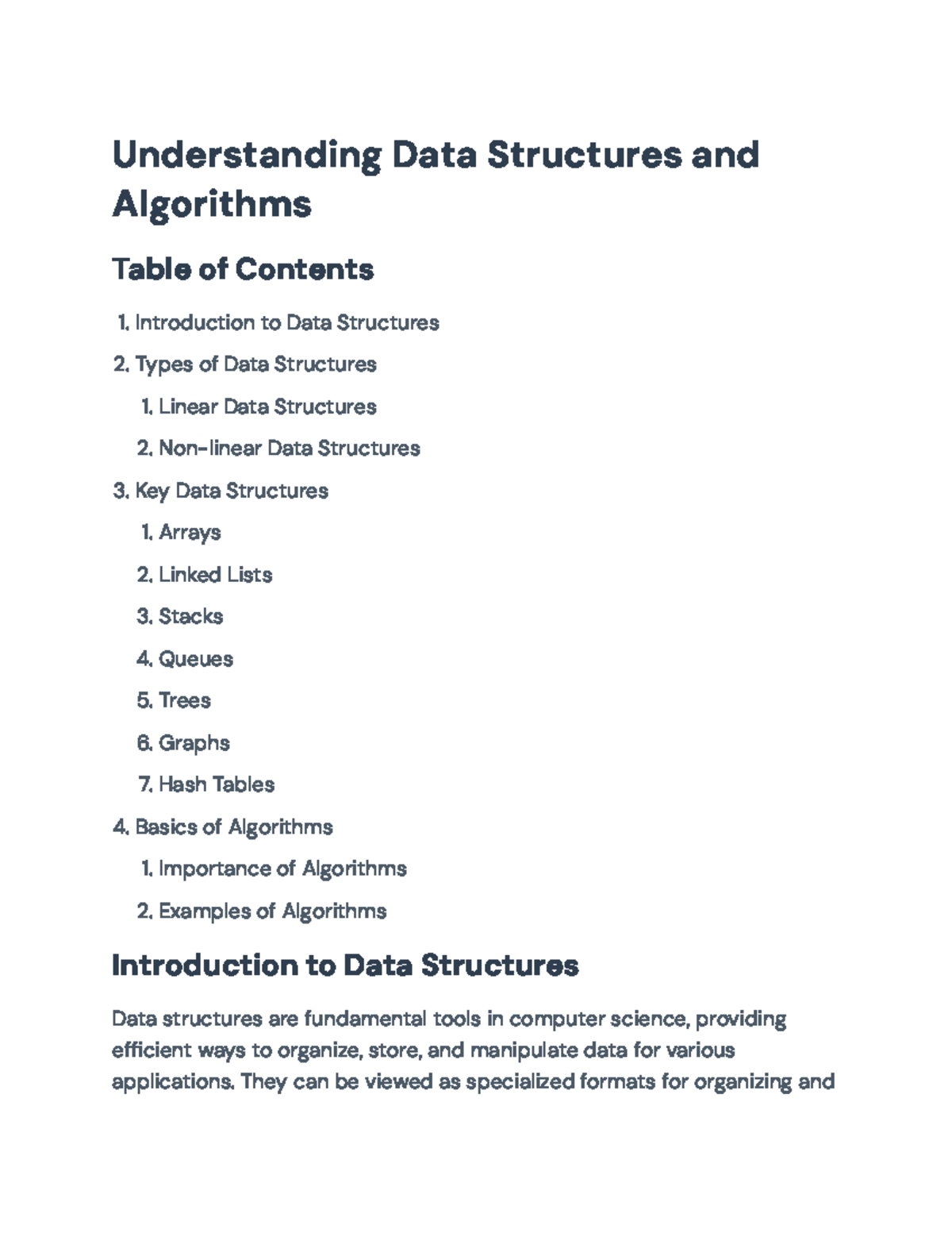 Data Structures and Algorithms Overview (CS101 Lecture Notes ...