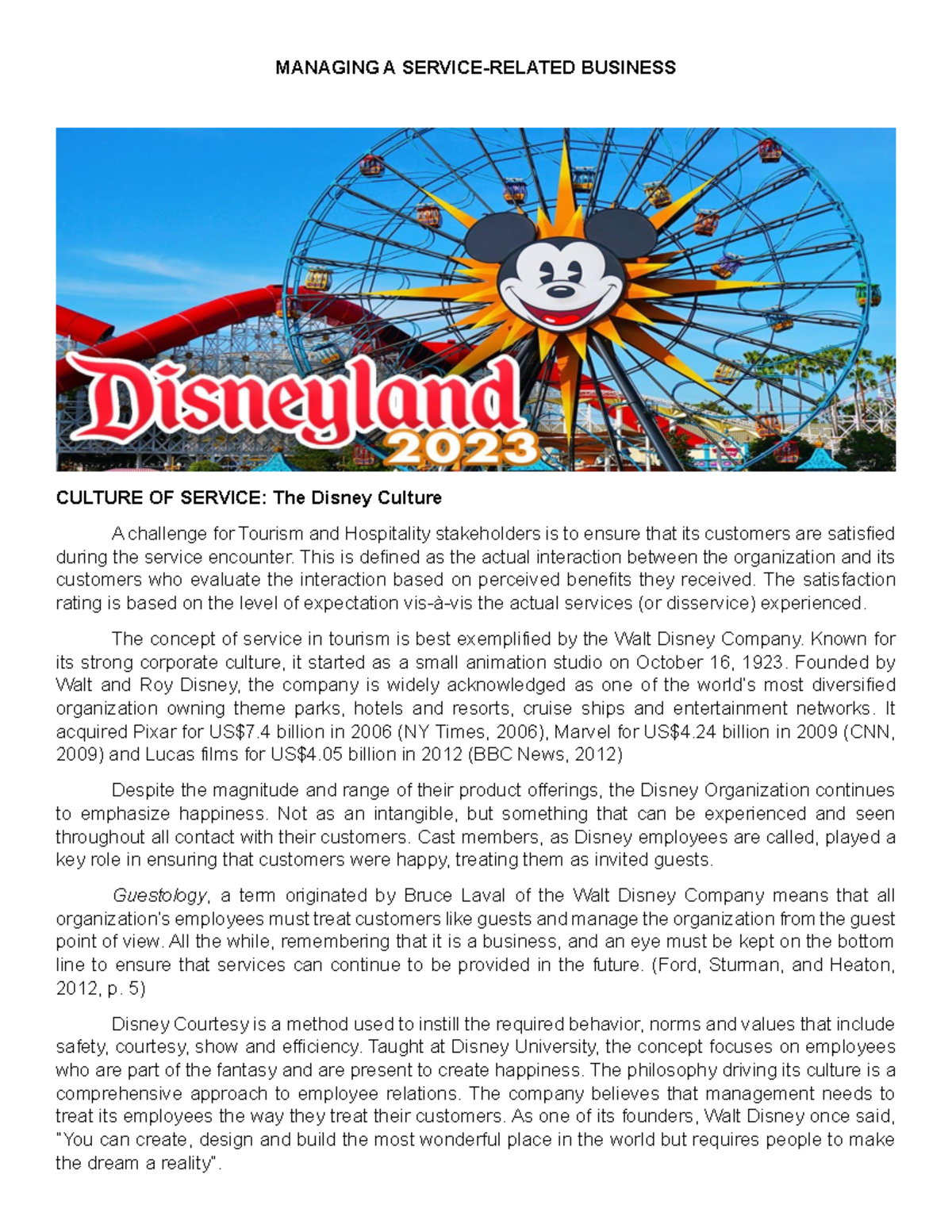 Micro handout 3 - MANAGING A SERVICE-RELATED BUSINESS CULTURE OF ...