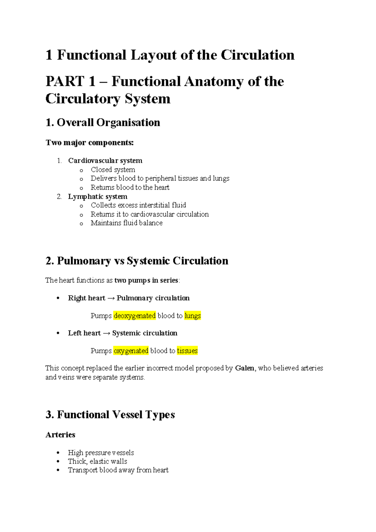 Circulation System Summary: Functional Anatomy & Regulation (BIO 101 ...