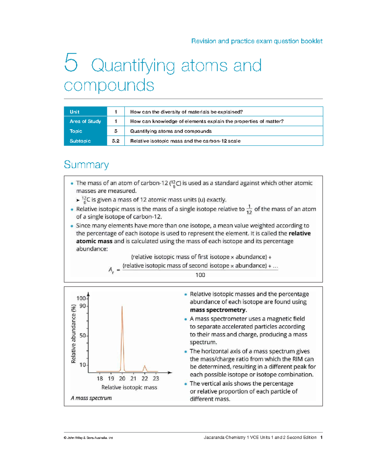 21:39 Revision Booklet for 21:39 VCE Chemistry Unit 1 AOS 1 Topics 5.2 ...