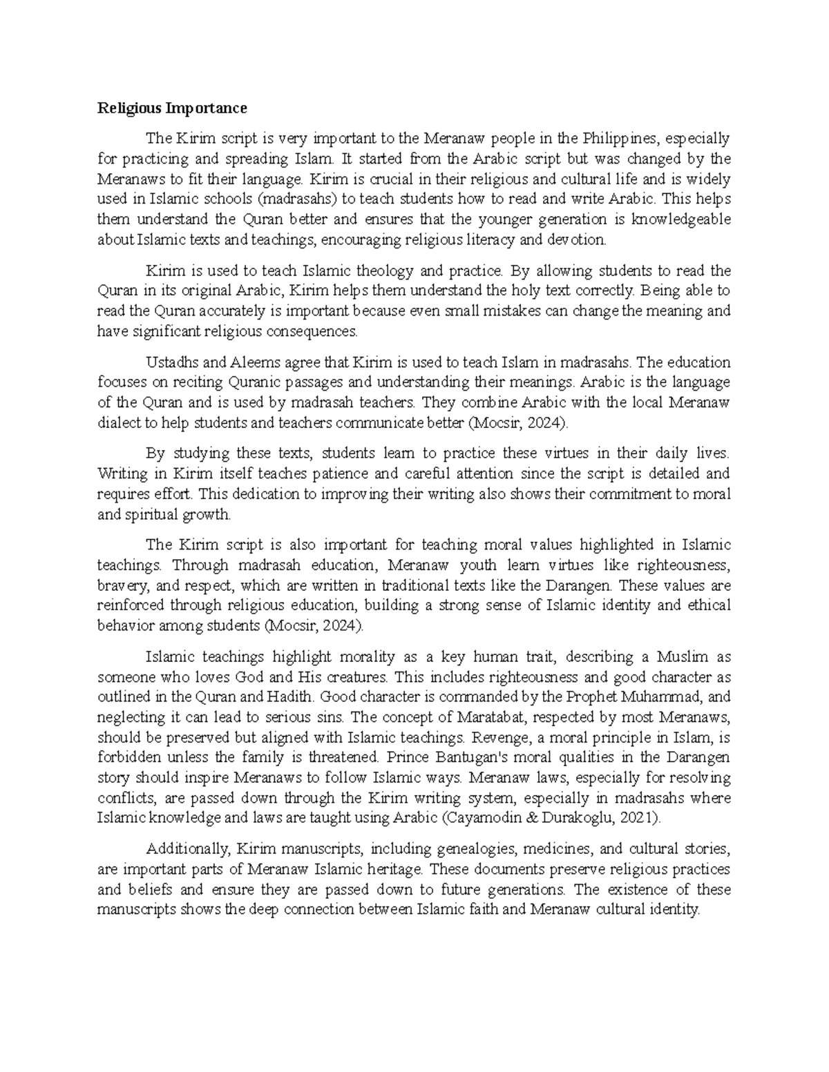 Religious Significance of Kirim Script in Philippine Islam Education ...